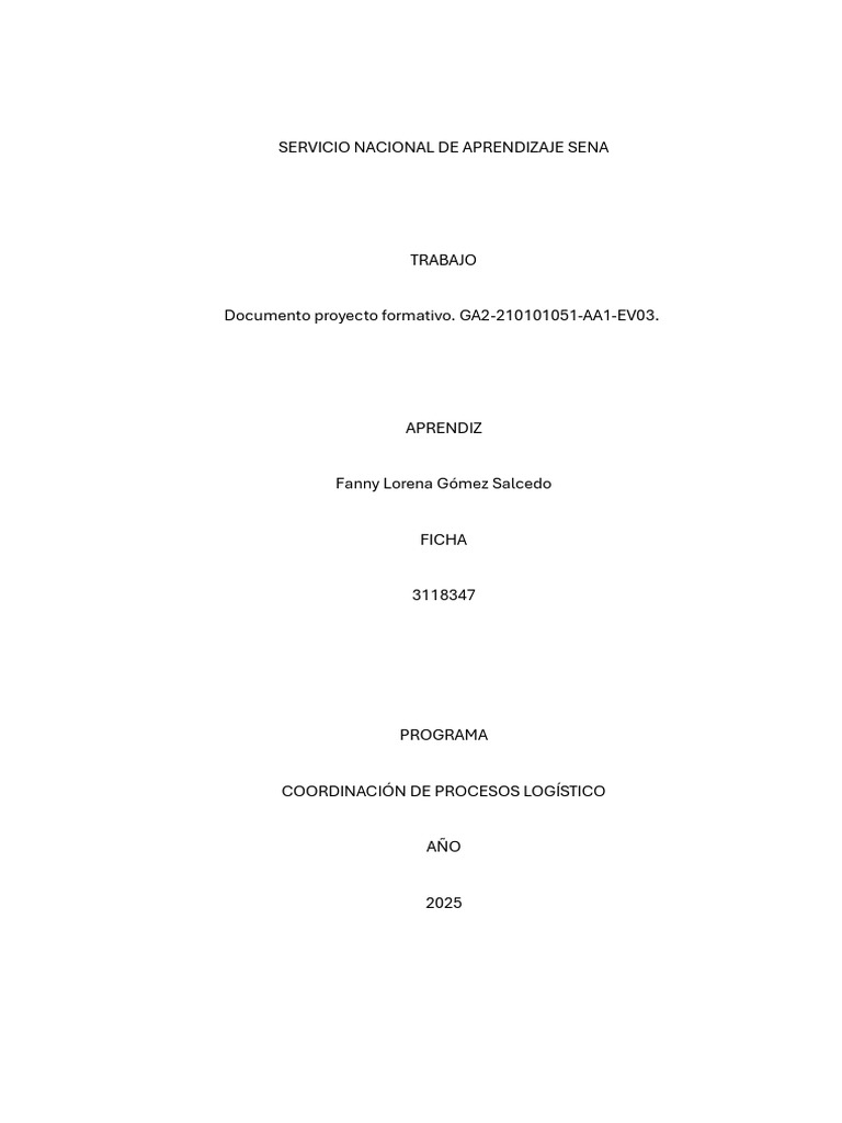 Proyecto Formativo Fanny | PDF | Logística | Mercado (economía)