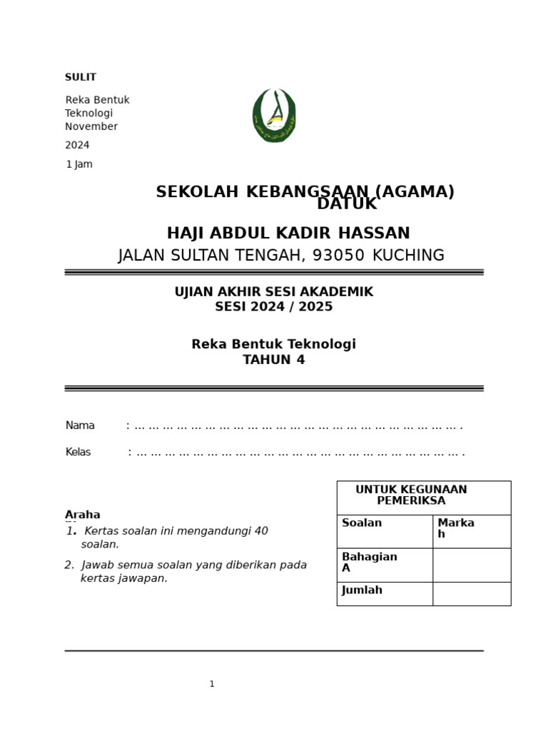Uasa RBT Tahun 4 | PDF