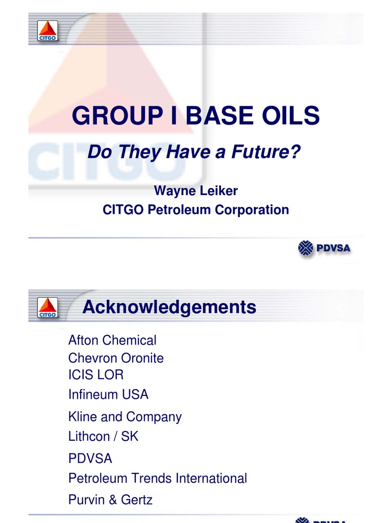 Group I Base Oils | PDF | Motor Oil | West Texas Intermediate