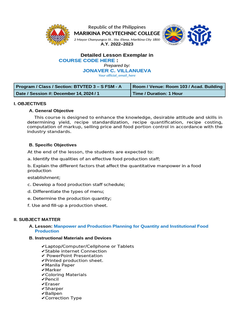 Template - Lesson Exemplar | PDF | Teachers