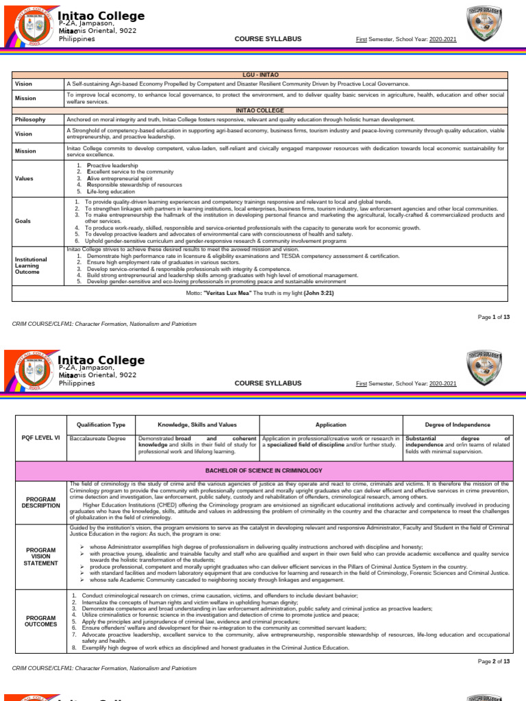 CFLM2 Syllabus | PDF | Leadership | Crimes