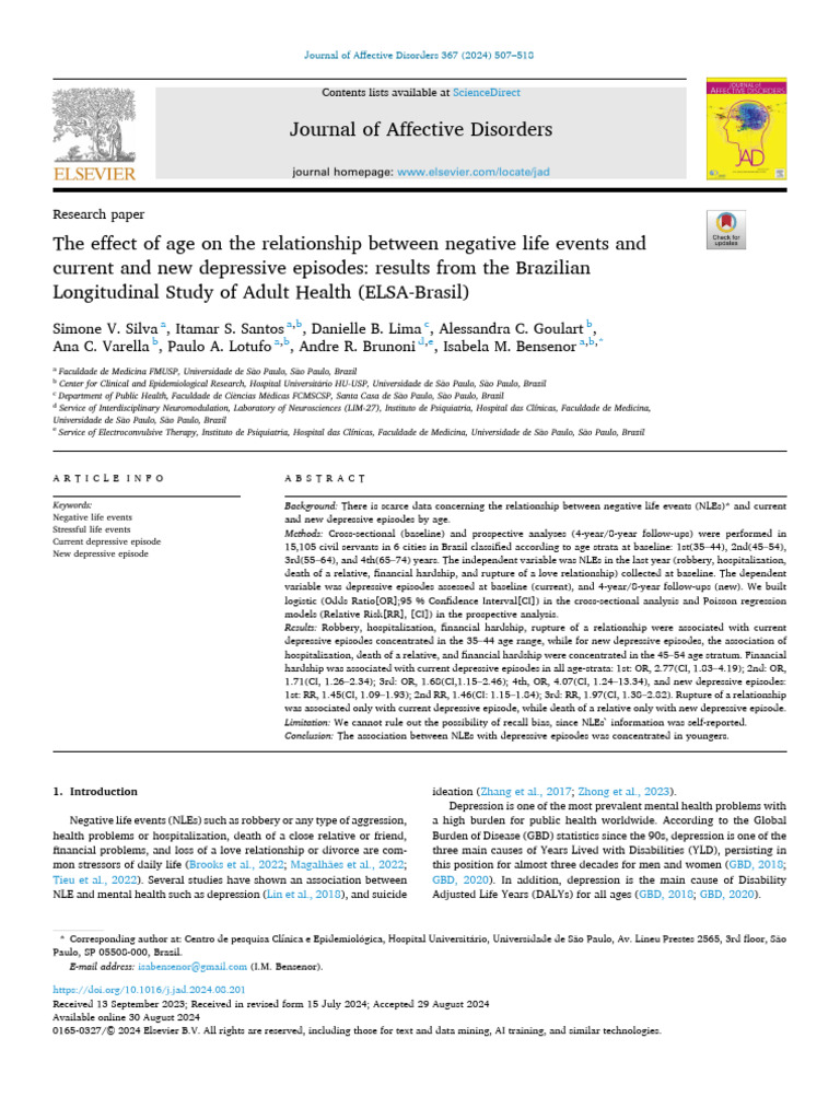 The effect of age on the relationship between negative life events and ...