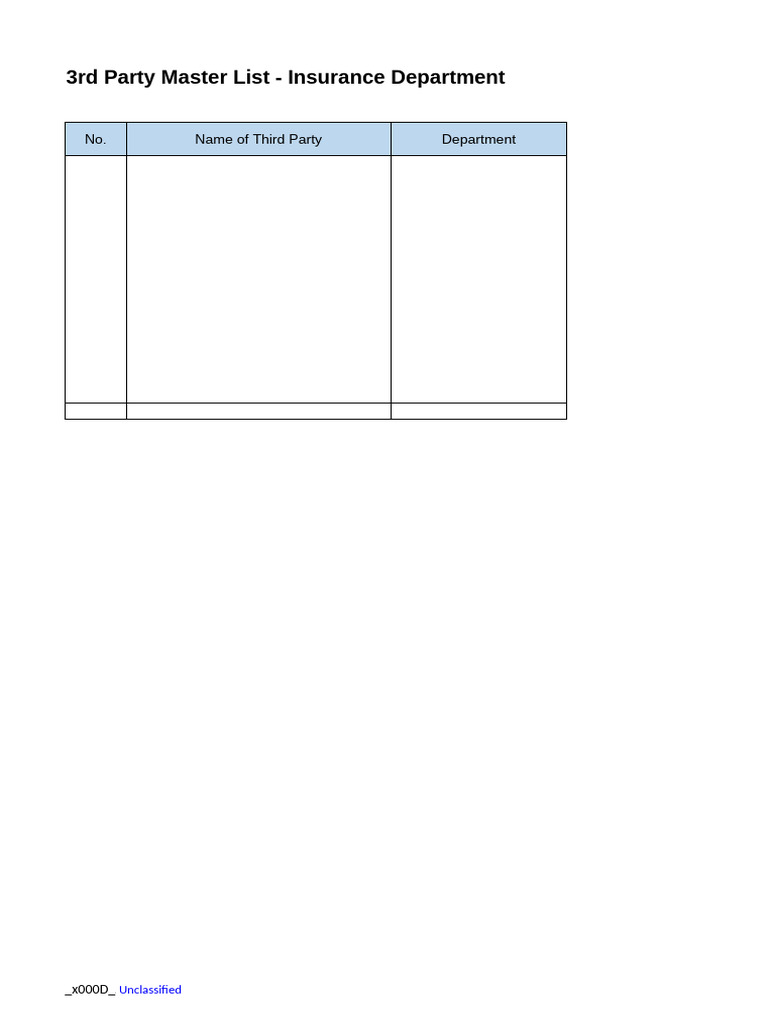 Insurance Department 3rd Party List | PDF