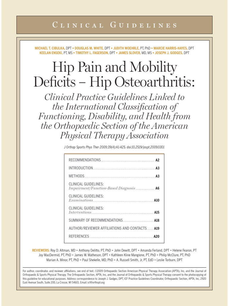 Hip Osteoarthritis Pdf Physical Therapy Osteoarthritis