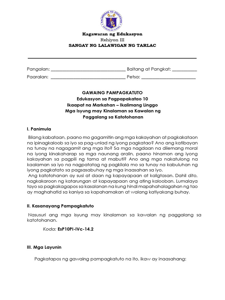 EsP10 Q4 Week5 Janet B. Lamasan | PDF