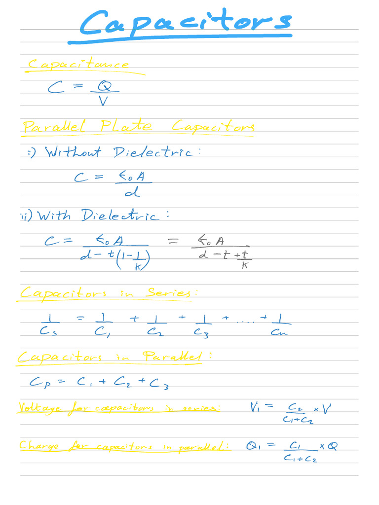 Capacitors Formulas | PDF