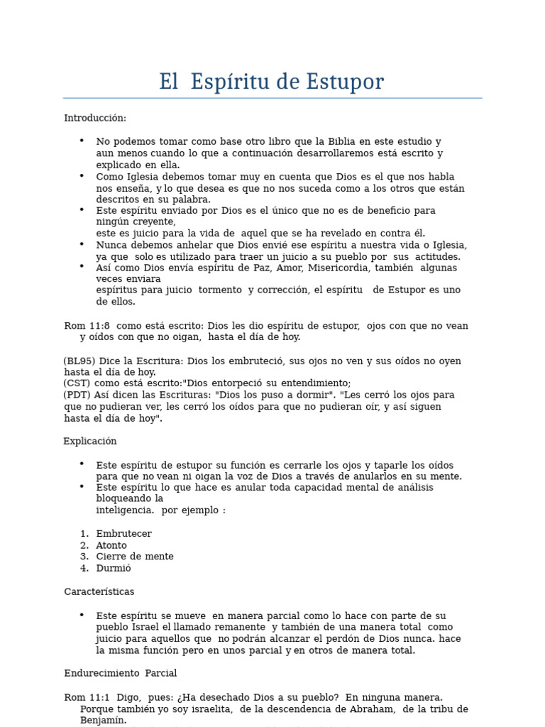 El Espiritu de Estupor | PDF | Dios | Pecado