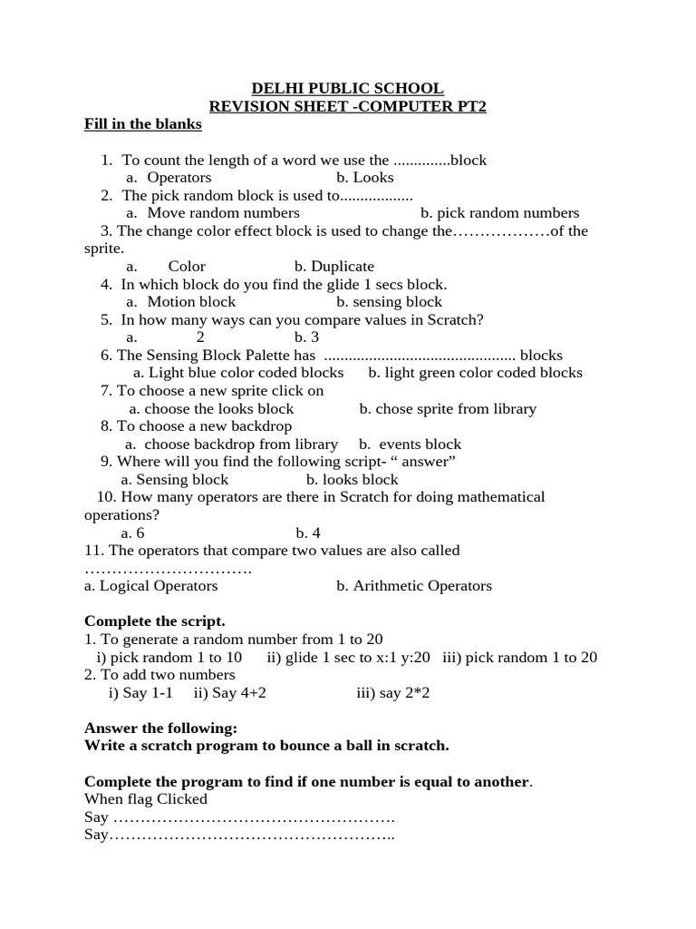 Class 5 Computer Revision Sheet PT 2 | PDF