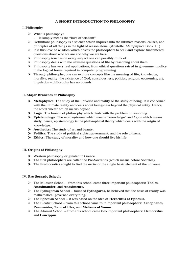 A Short Introduction To Philosophy Pdf Ancient Greek Philosophy