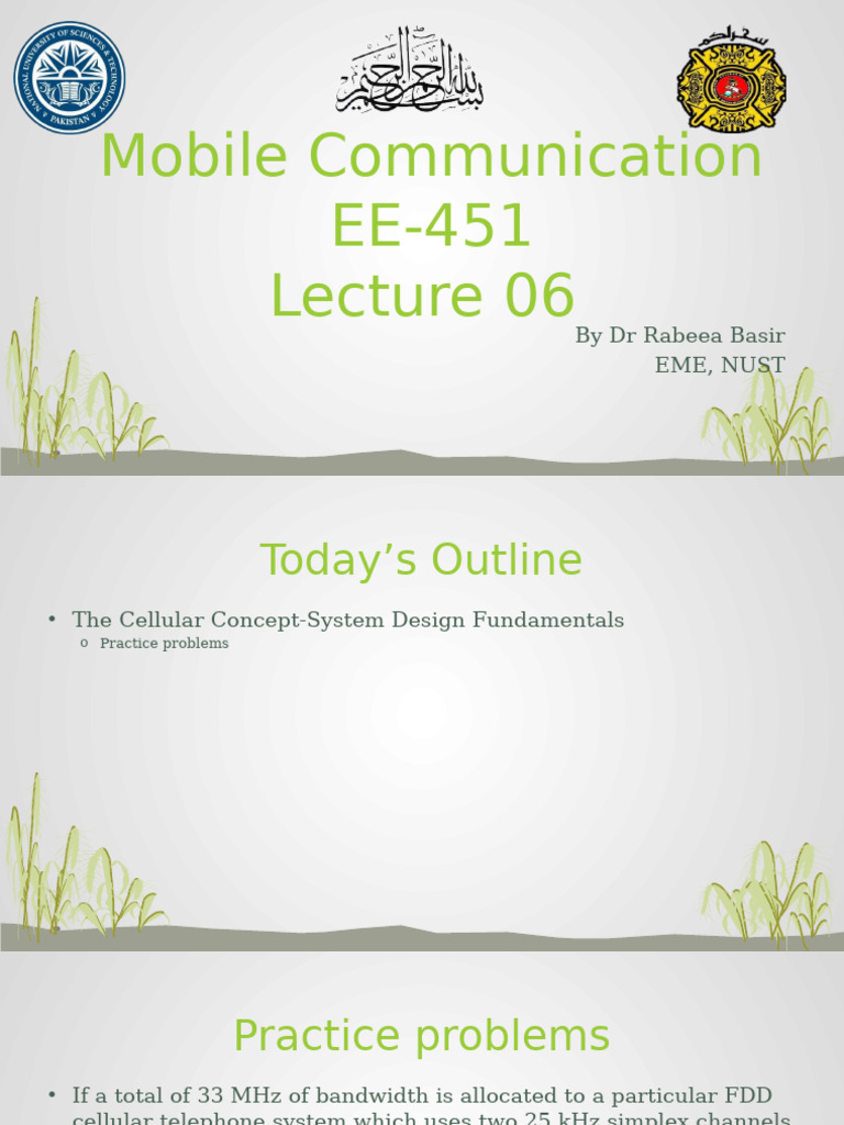 Lecture06 - Cellular System - Numericals | PDF