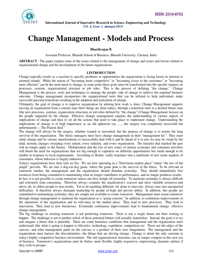Change Management Models Explained | PDF | Change Management