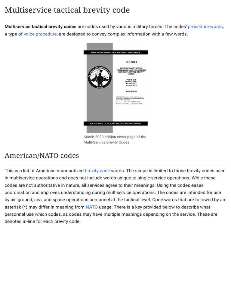 Multiservice Tactical Brevity Code - Wikipedia | PDF | Radar | Missile