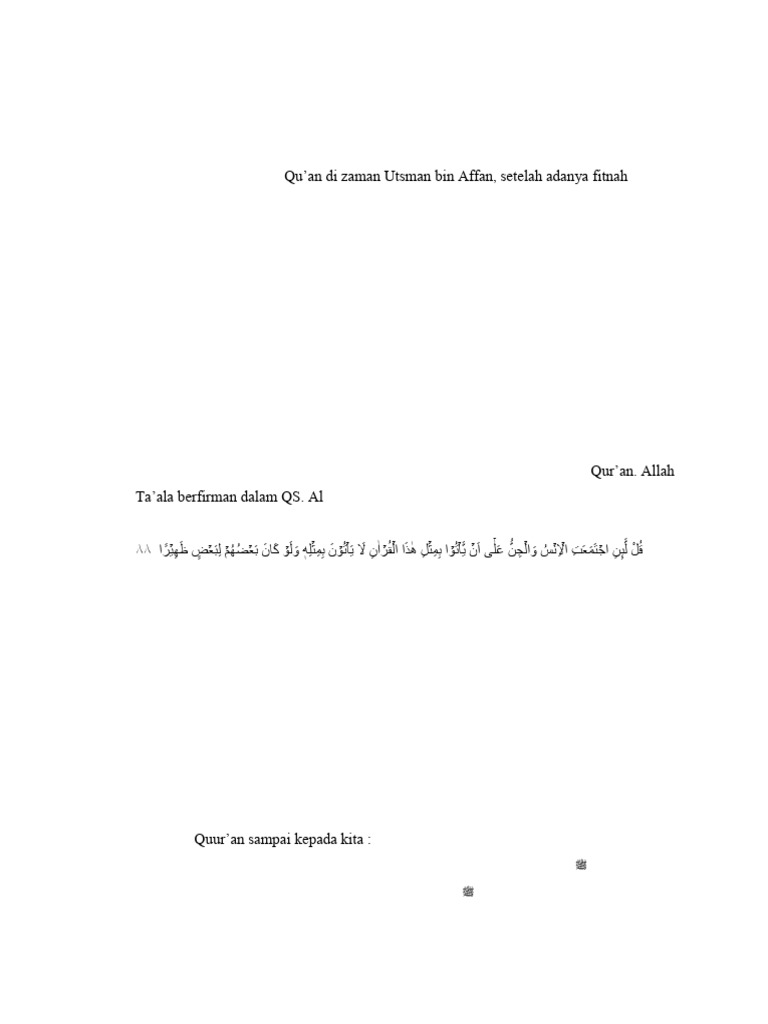 Proses Pengumpulan Al-Qur'an di Zaman Utsman | PDF