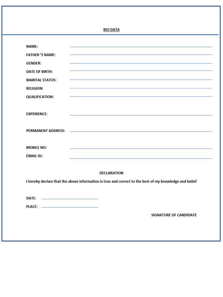 Bio Data | PDF