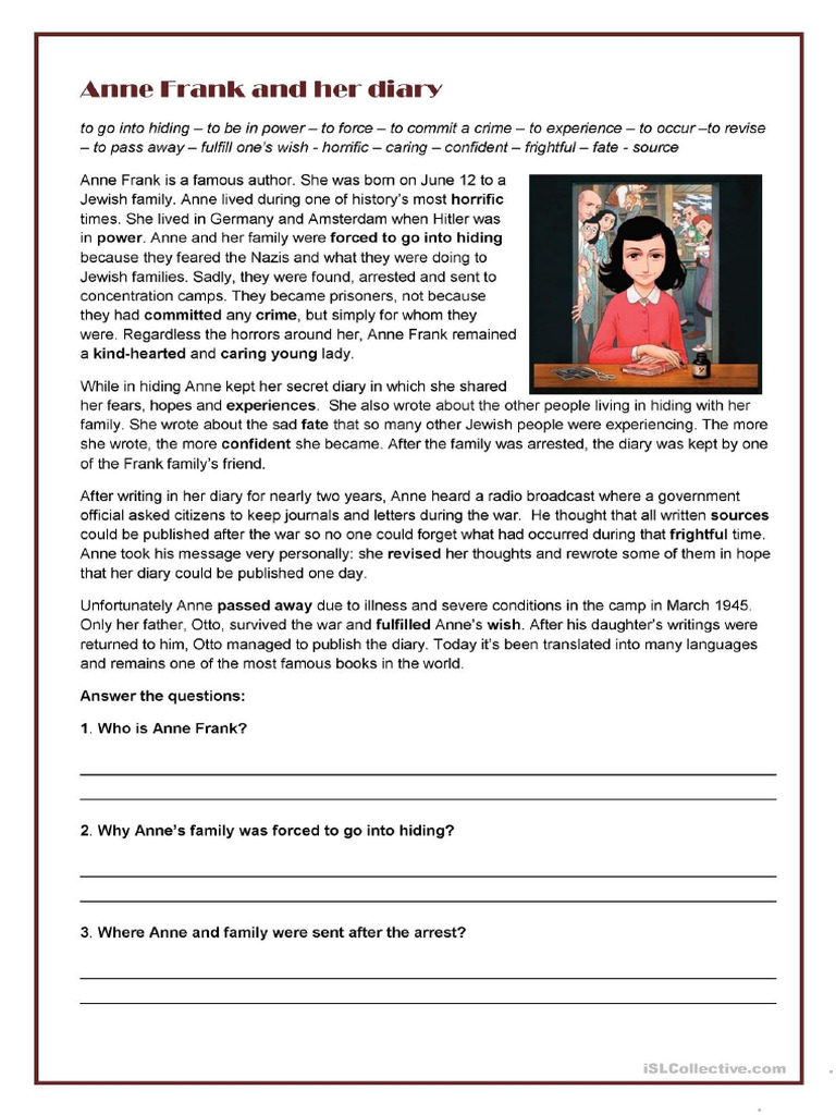 Anne Frank Reading | PDF
