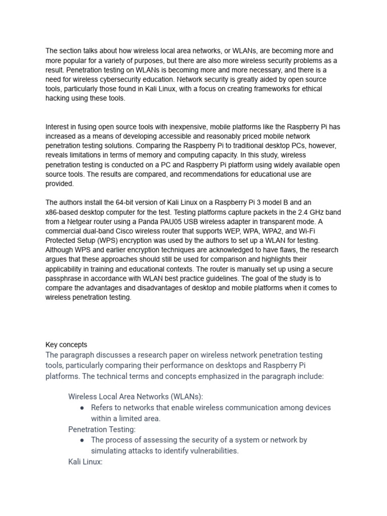 Summary of Comparison of Wireless Network Penetration Testing Tools On ...
