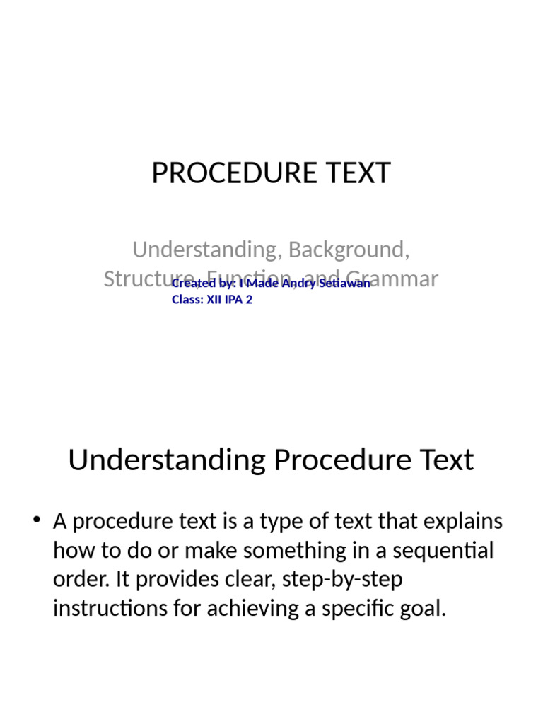 Procedure Text Presentation Updated | PDF