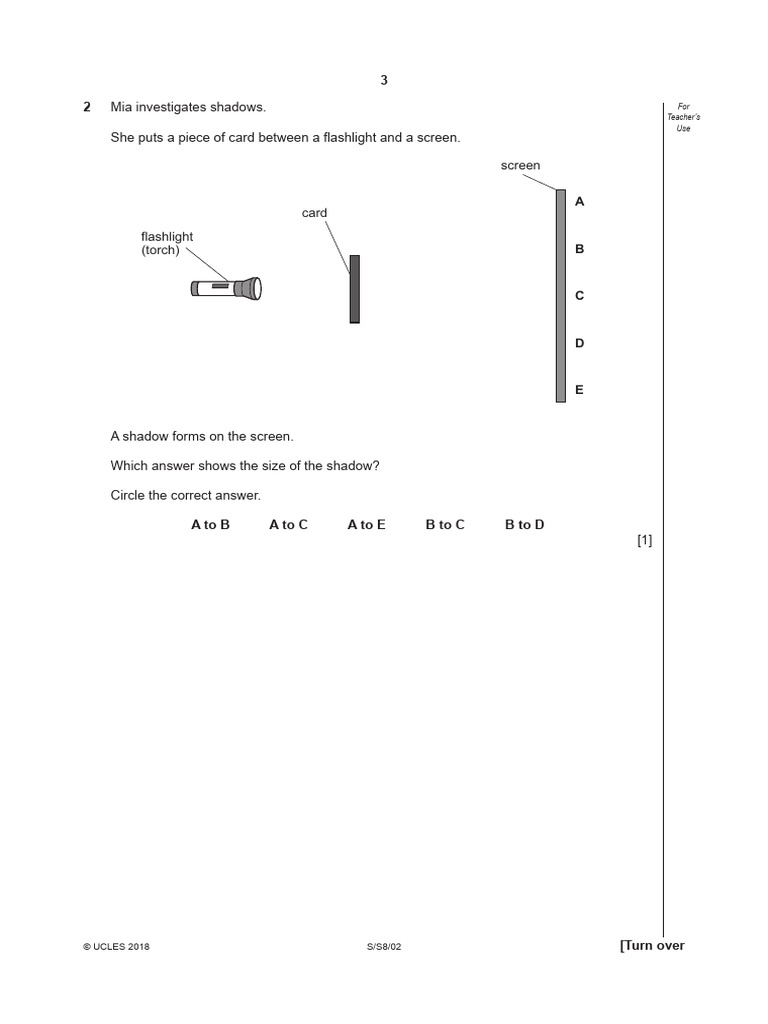 Cambridge Lower Secondary Progression Test - Science 2018 Stage 8 ...