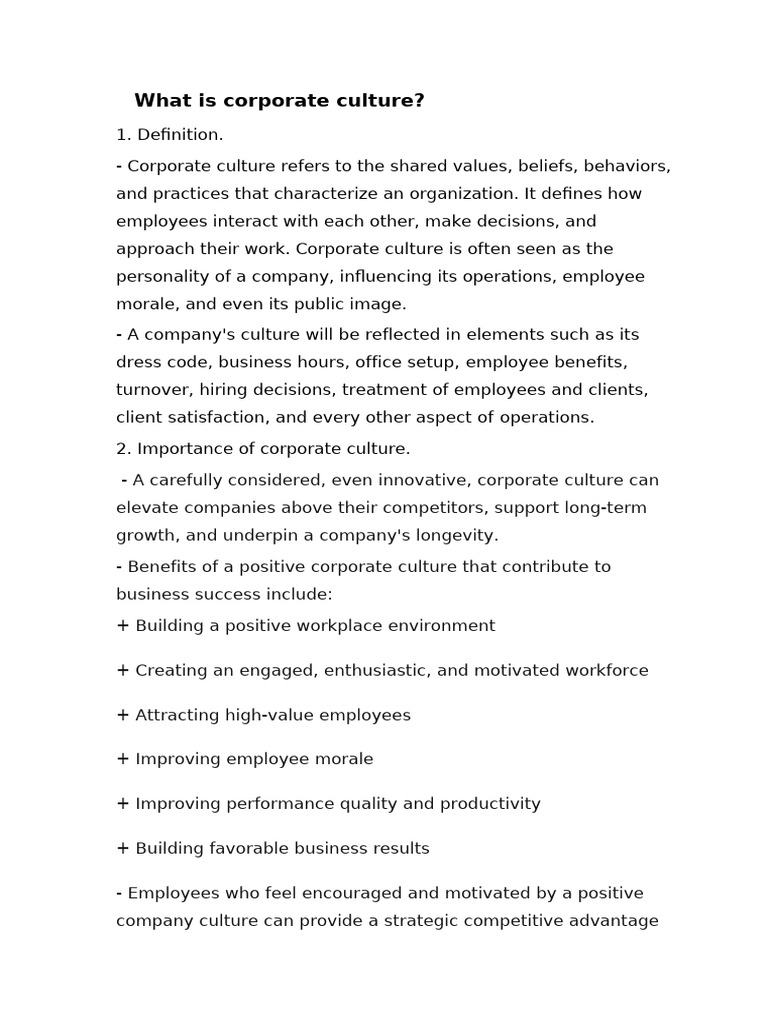 What Is Corporate Culture | PDF | Organizational Culture | Employment