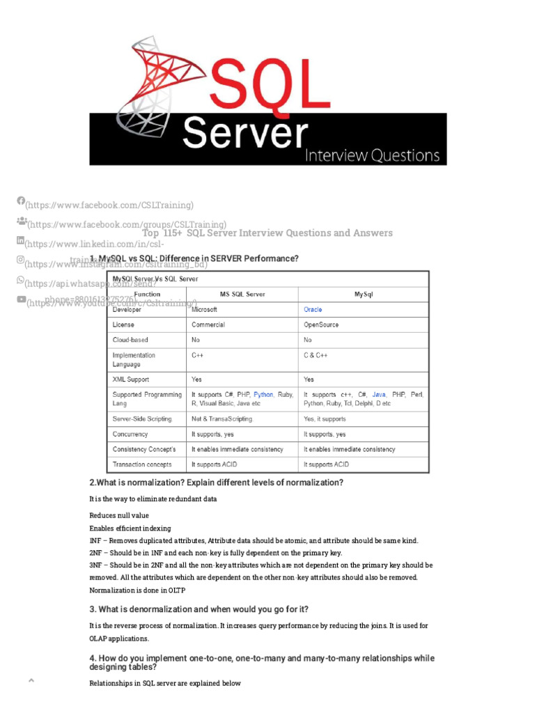 SQL Server Interview Question - CSL Training _ CISCO, Microsoft, Linux ...