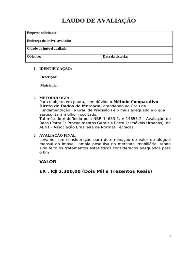 Modelo de Laudo de Avaliacao Externo | PDF