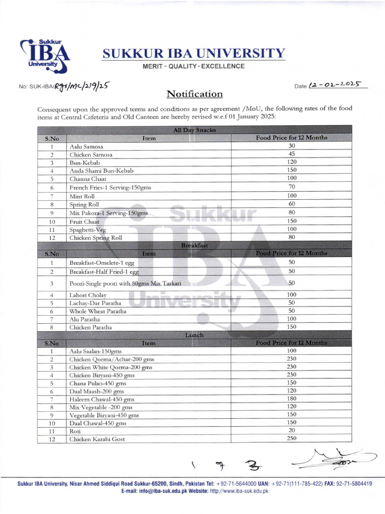 IBA Cafeteria Menu and Prices Update | PDF | Food And Drink | Foods