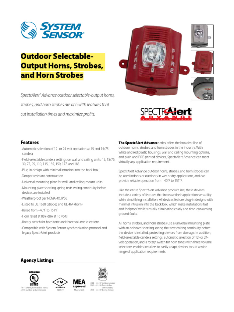 P2RK Outdoor Sounder Strobe Data Sheet | PDF | Rectifier | Electrical ...