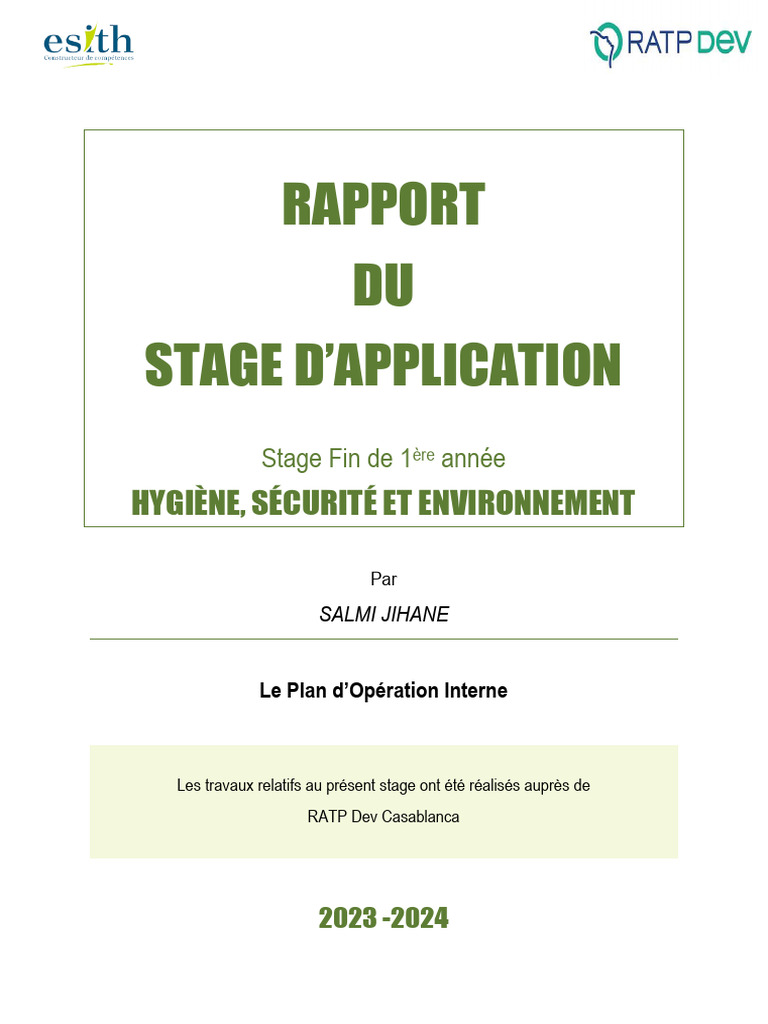 Raport Pfa Jihane Salmi Ratp Dev | PDF | Sécurité | Risque