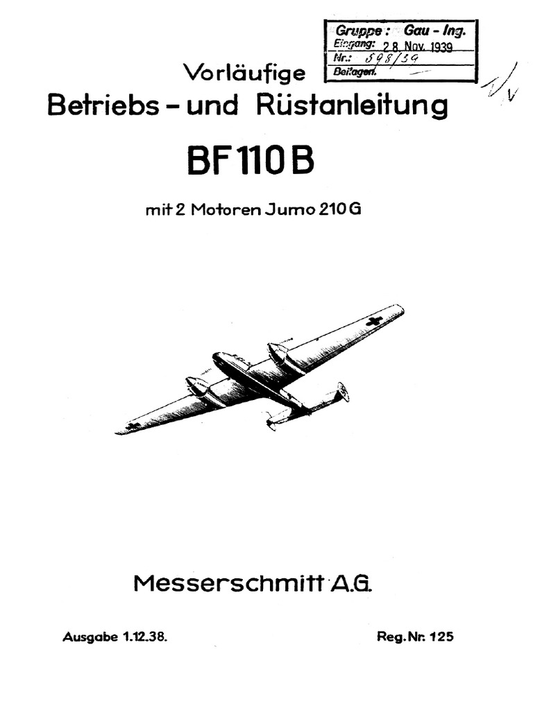 0002189-Ruestanleitung BF 110 B Jumo 210 G | PDF