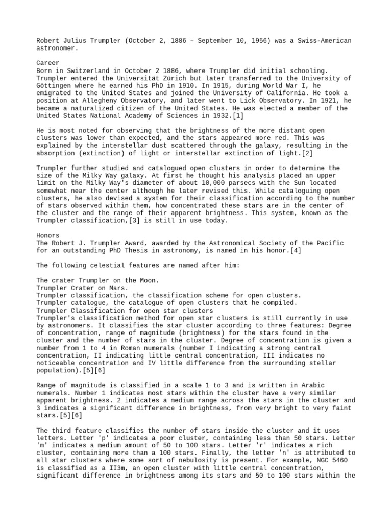 Robert Julius Trumpler | PDF | Physical Sciences | Stellar Astronomy