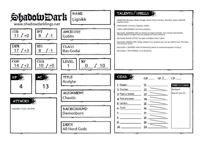 Goblin Character Stats and Abilities | PDF