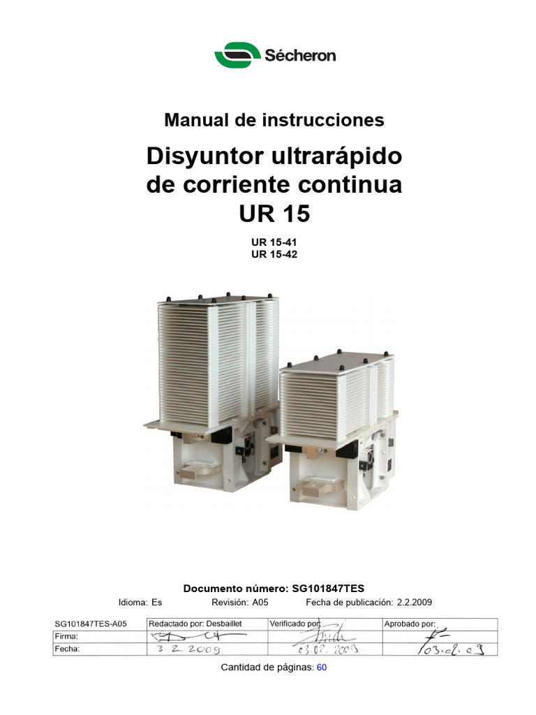 Manual Disyuntor UR 15 | PDF | Electromagnetismo | Ingenieria Eléctrica