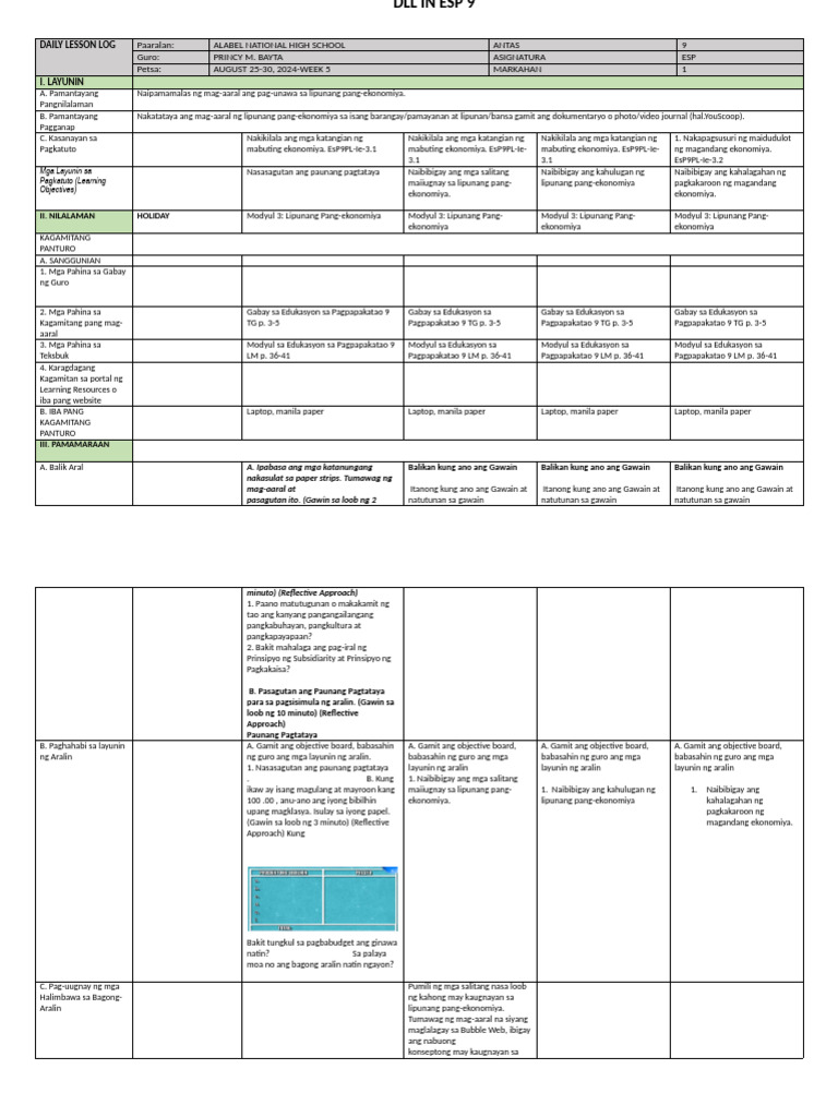 DLL ESP9 Q1 WK 5 6 | PDF