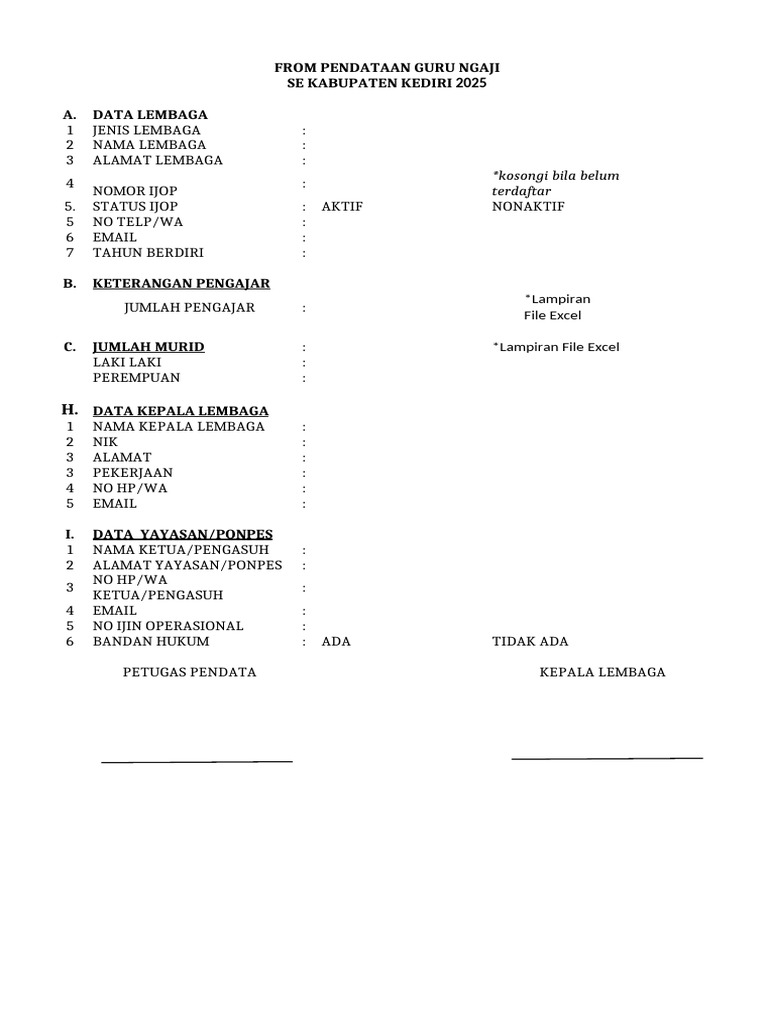 Data Guru Ngaji Kediri 2025 | PDF