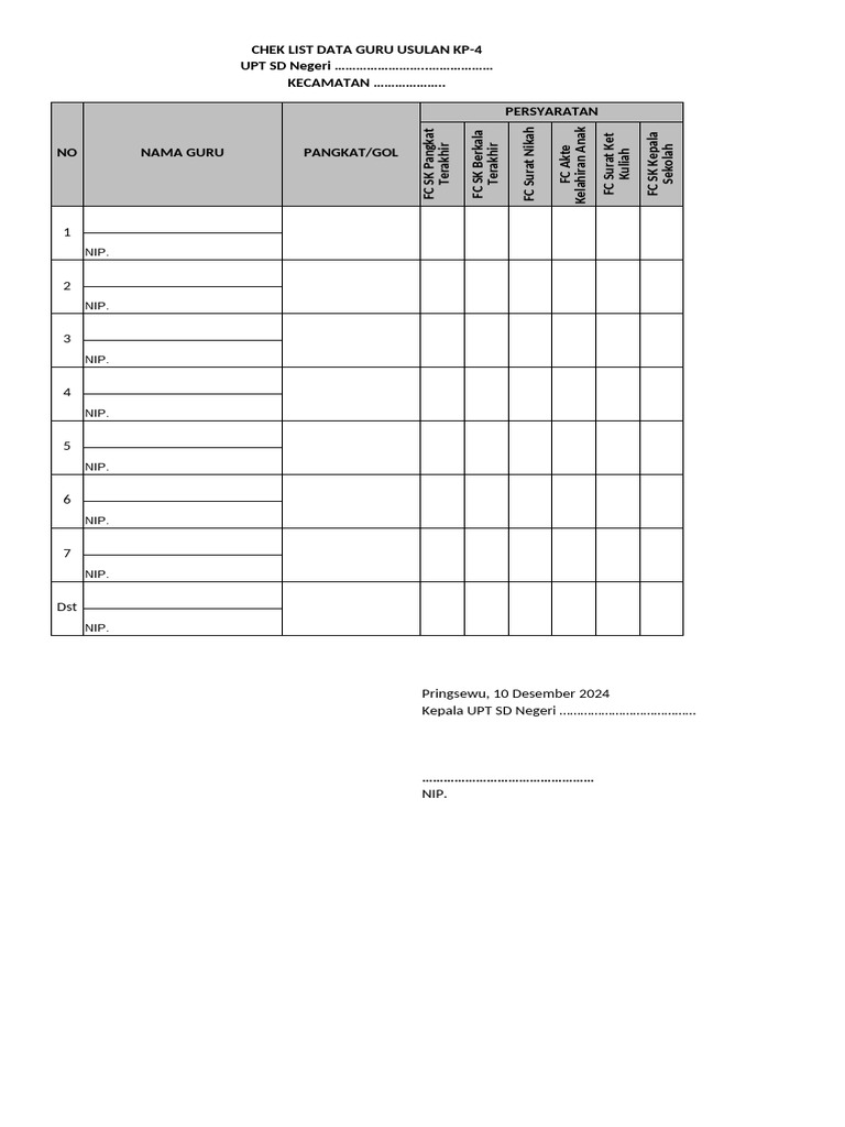 Form Chek List | PDF