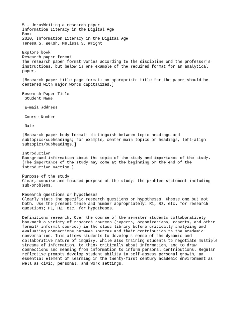 Research Paper Format Guide | PDF