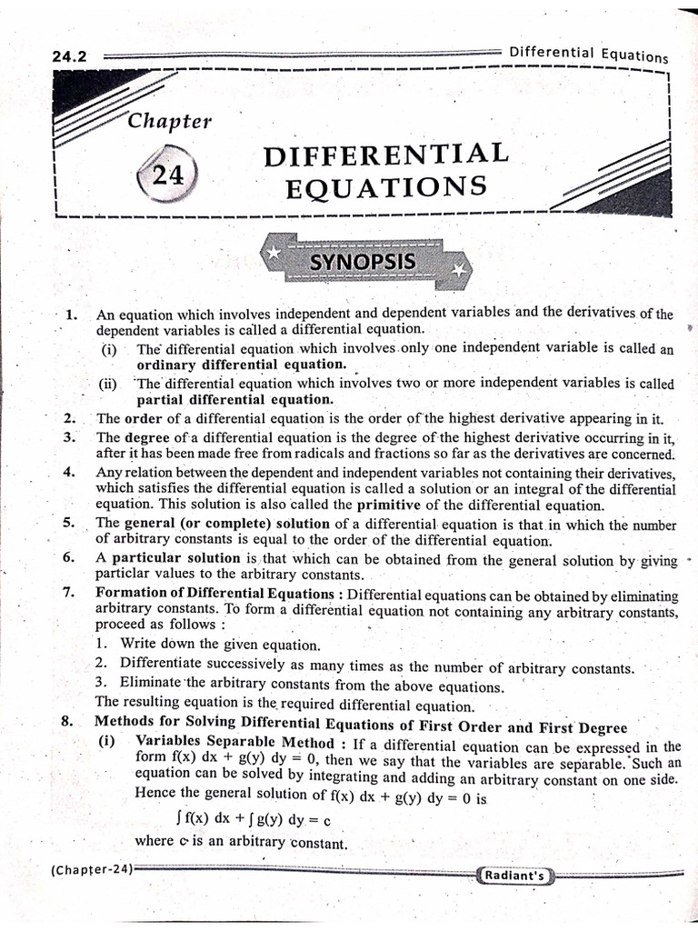 Differential equations (Formula) (1) | PDF