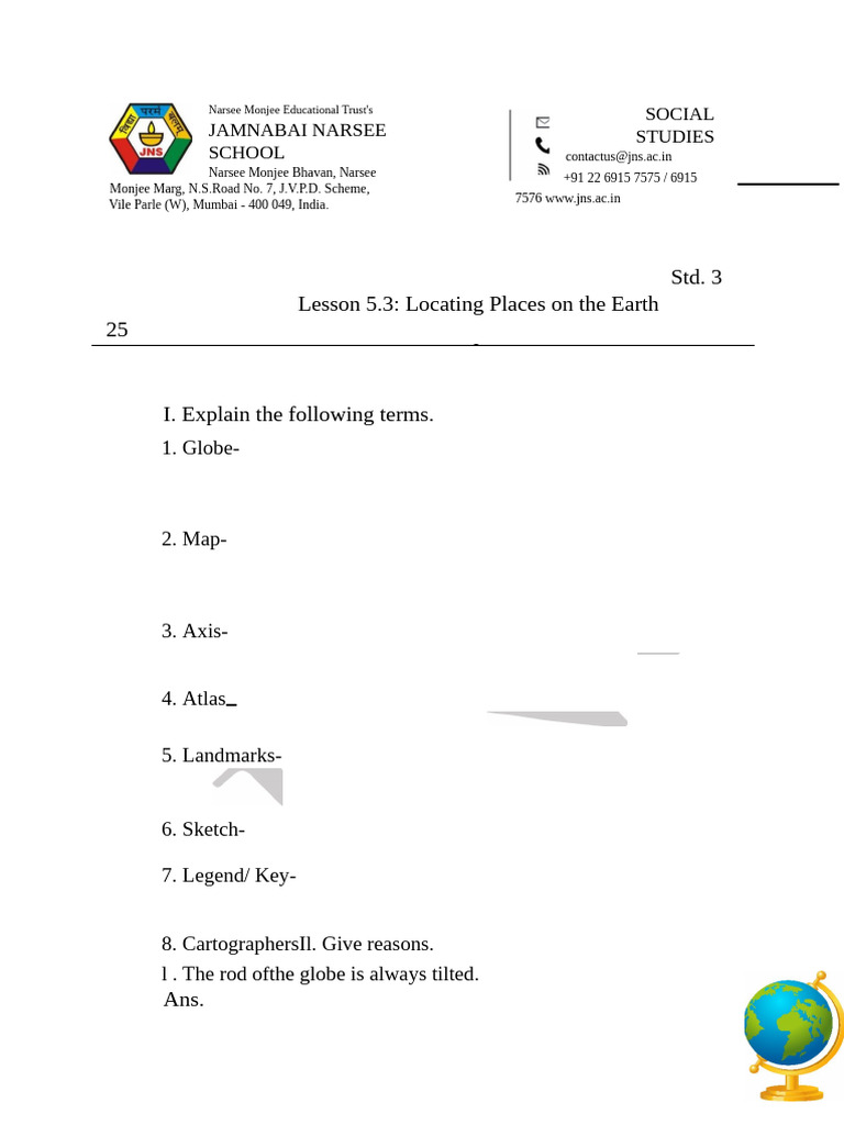 STD - 3 - SS-Locating - PLaces - On - The - Earth - Docx REFRENCE | PDF
