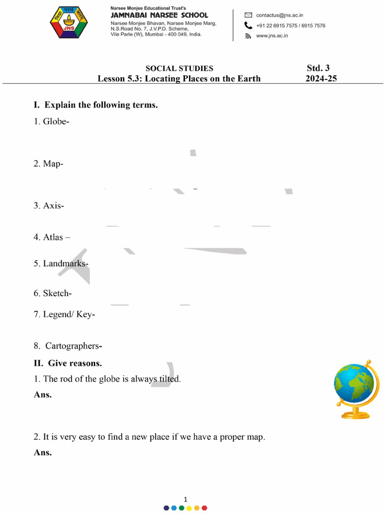 STD 3 - SS-Locating PLaces On The Earth | PDF