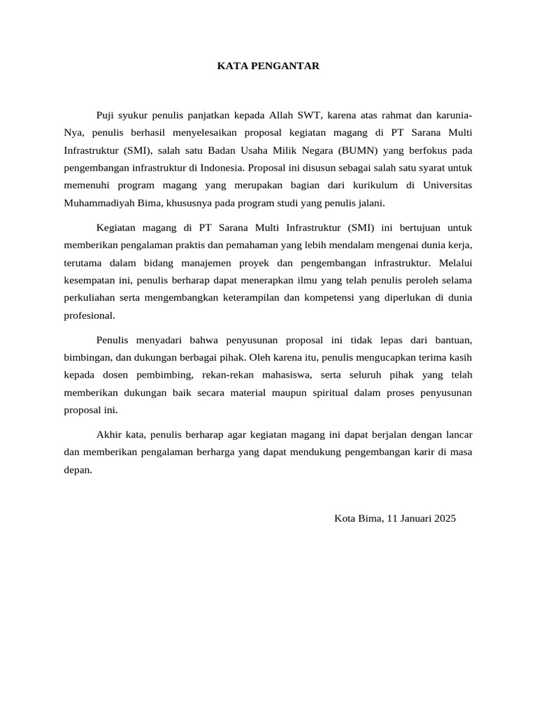 CONTOH PROPOSAL MAGANG Sipil TH 2025 | PDF