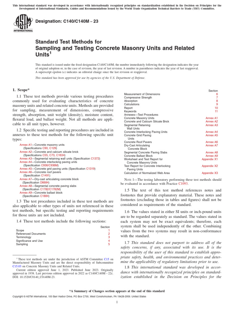 Sampling and Testing Concrete Masonry Units and Related Units | PDF ...
