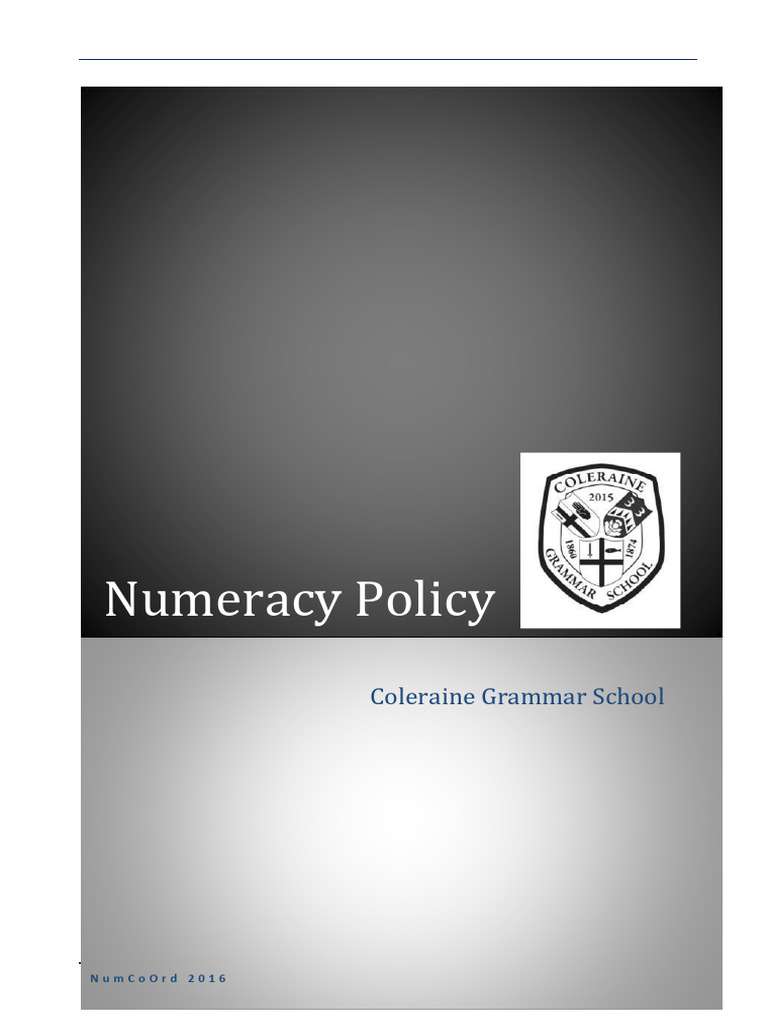 Coleraine Grammar School Numeracy Policy | PDF | Numbers | Angle