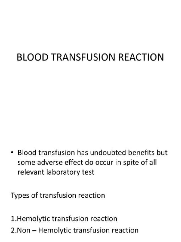 Transfusion Reactions | PDF