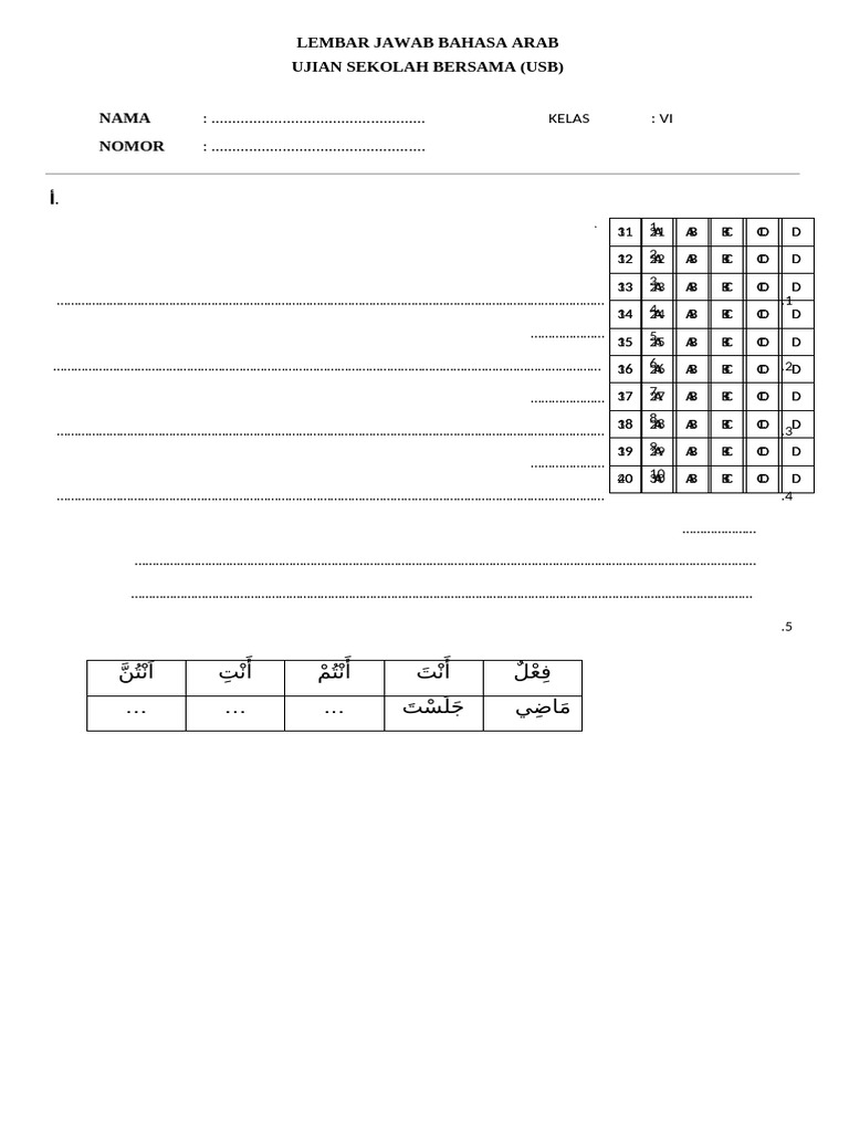 lembar jawab arab 6 | PDF