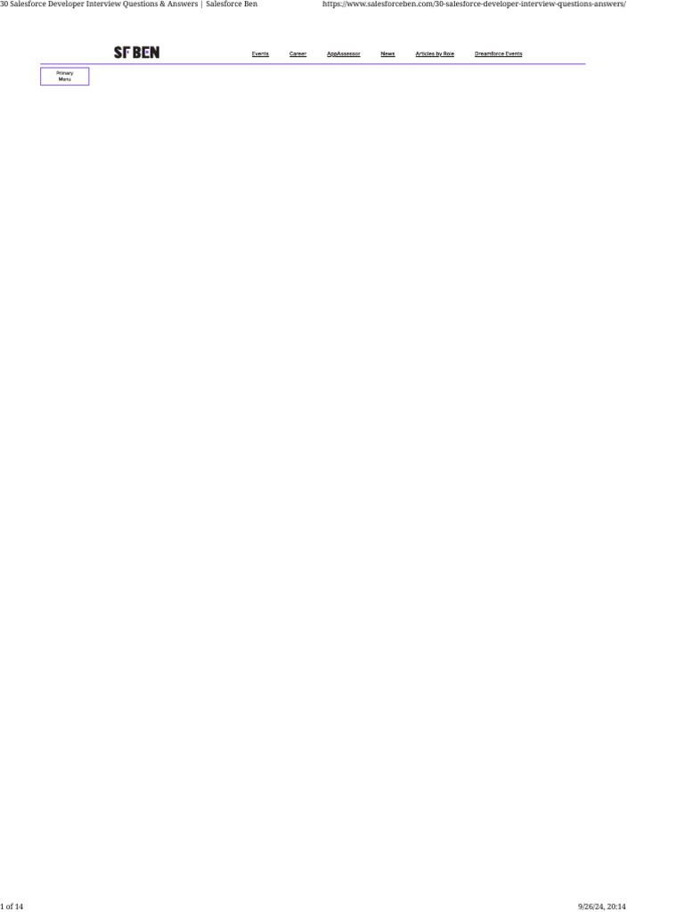 30 Salesforce Developer Interview Questions & Answers - Salesforce Ben | PDF | Class (Computer ...