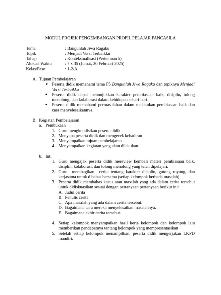 Modul p5 Tahap Kontekstual PTM 5 Fase A | PDF