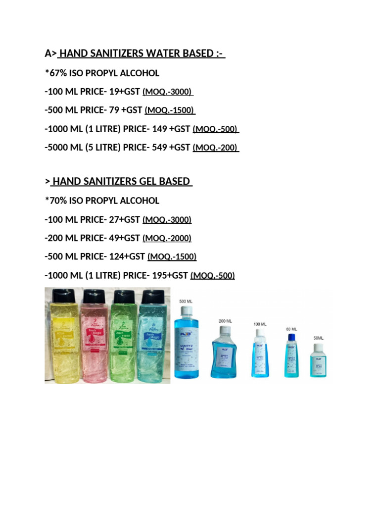 PPE and Sanitizer Wholesale Prices | PDF