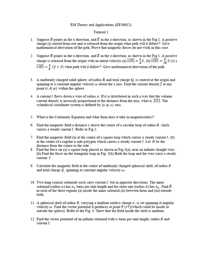 EM Theory Applications: Charge Paths & Forces | PDF | Magnetic Field ...