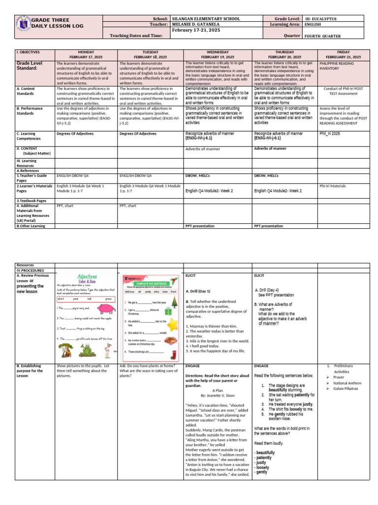 English Dll q4 Week2 | PDF | Adverb | Adjective English Dll q4 Week2 | PDF | Adverb | Adjective