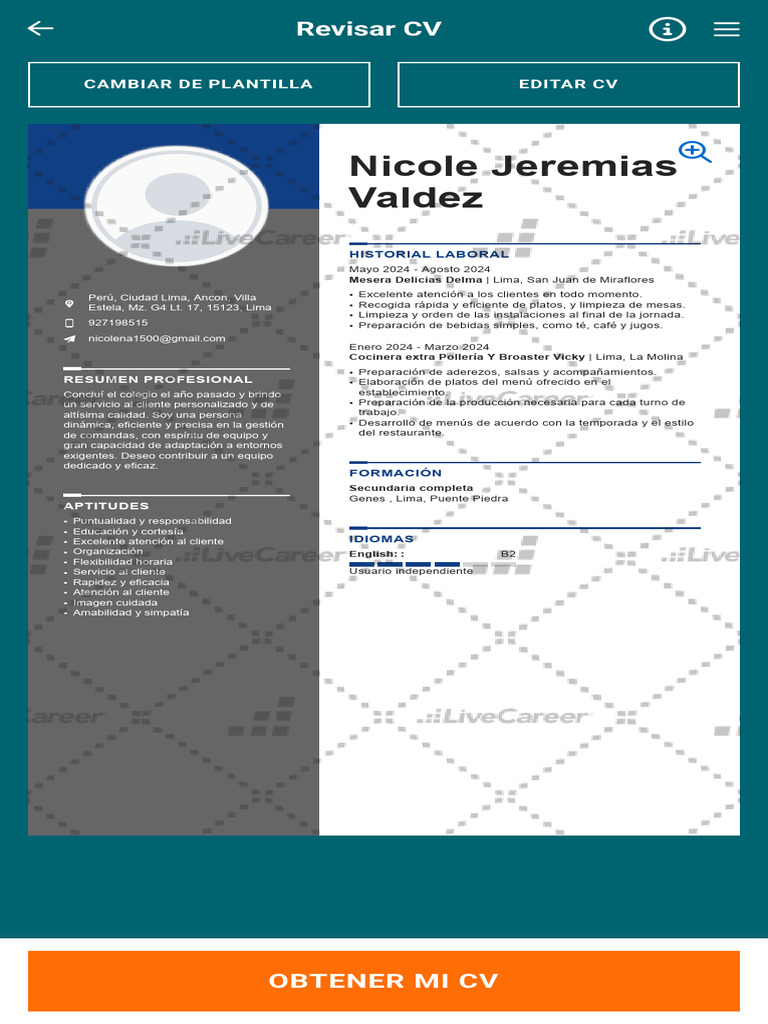 Finalizar CV - LiveCareer | PDF